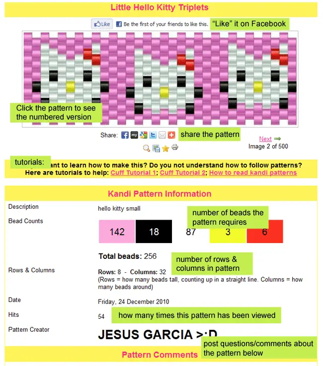 Crumpet's Kandi Patterns for Kandi Cuffs - - How To Use The Pattern Pages